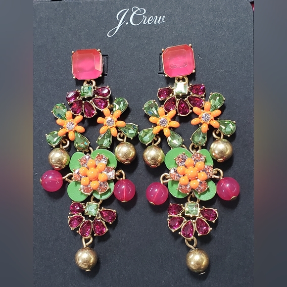 J. Crew | Jewelry | Nwt J Crew Stone Drop Statement Earrings In Neon ...